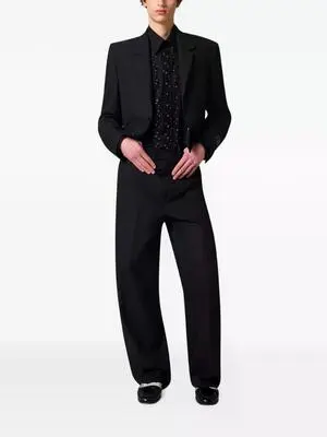 MSGM Crystal-embellished Logo-embroidered Shirt - Black