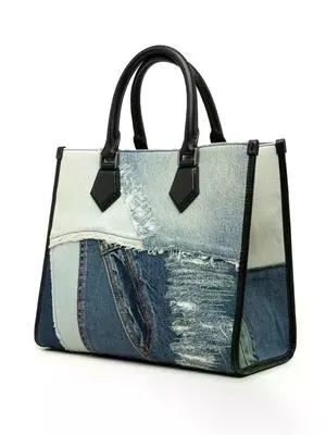Dolce & Gabbana 2010-2026 Denim Patchwork Logo Shopper Tote Satchel