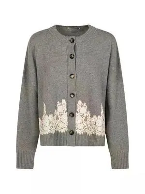 Alberta Ferretti Lace-trim Button-up Cardigan - Grey
