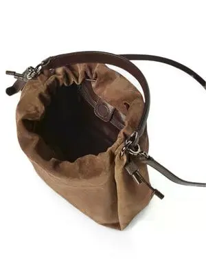 Brunello Cucinelli Mellow Small Bucket Bag In Suede With Monili