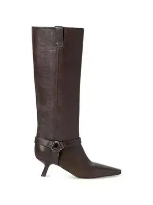 Brunello Cucinelli Riding Leather City Boots With Shiny Loops