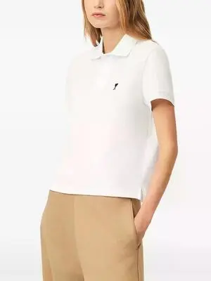 AMI Paris Cotton Polo With De Coeur Embroidery - White