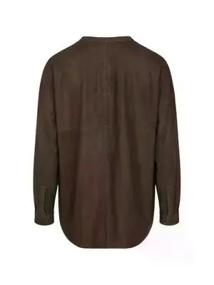 Rick Owens V-neck Lamb Leather Long-sleeve T-shirt