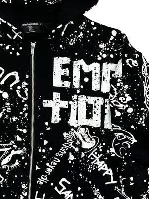 Mixed Emotion Graffiti-print Zip-up Hoodie