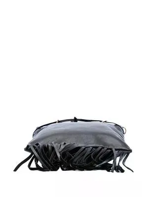 Saint Laurent 2014 Small Leather Fringe Flat Bucket Bag Satchel