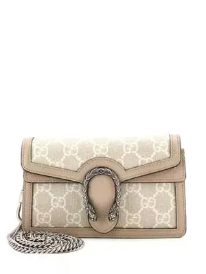 Gucci Dionysus Gg Coated Canvas Leather Super Mini Crossbody Bag - Neutrals