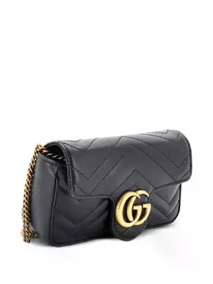 Gucci Gg Marmont Matelassé Leather Super Mini Crossbody Bag - Black