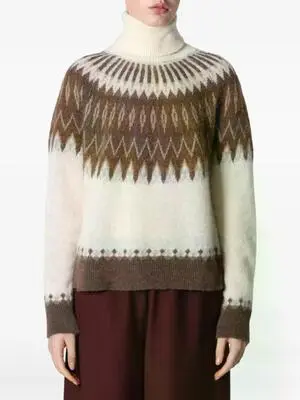 ROBERTO COLLINA Fair Isle Knit Roll-neck Sweater - Neutrals