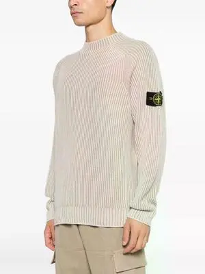 Stone Island Ribbed Knit Logo Patch Sweater