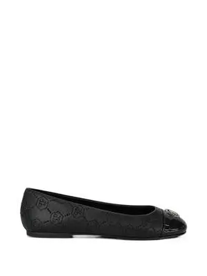 Philipp Plein Nappa Leather Ballerina Flats Monogram Strass