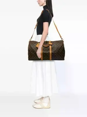 LOUIS VUITTON 1995 Monogram Keepall Bandouliere 55 Travel Bag - Brown