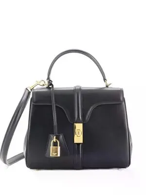 Celine 16 Top Handle Bag Smooth Calfskin Small Satchel - Black
