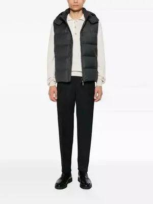 MOORER Quilted Hooded Gilet - Grey