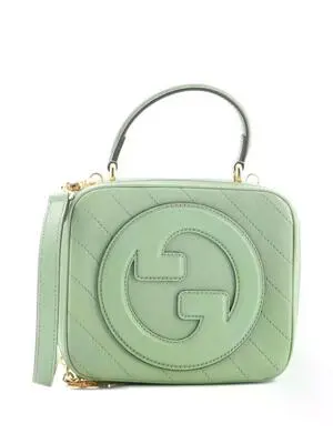 Gucci Blondie Nm Top Handle Shoulder Bag Diagonal Quilted Leather Satchel - Green