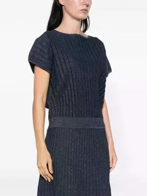 MAISON123 Perla Ribbed-knit Metallic-effect Top