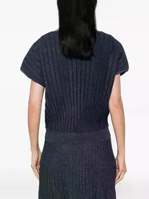 MAISON123 Perla Ribbed-knit Metallic-effect Top