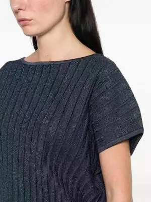 MAISON123 Perla Ribbed-knit Metallic-effect Top