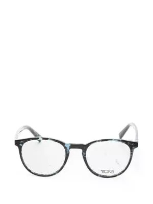 Tumi Mottled-effect Round-frame Glasses - Blue