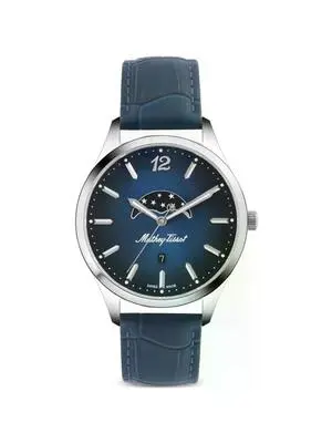 MATHEY TISSOT Stainless Steel Quartz Watch With Leather Strap - Blue