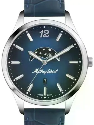 MATHEY TISSOT Stainless Steel Quartz Watch With Leather Strap