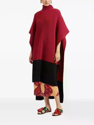 La DoubleJ Color Block Wool Poncho