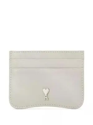 AMI Paris Paris Paris Cowhide-leather Card Holder - Grey