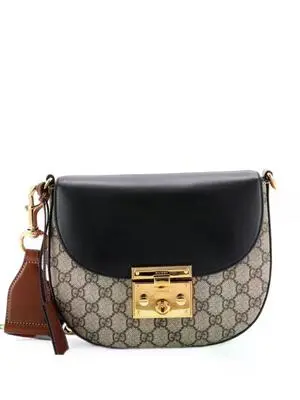 Gucci Padlock Saddle Shoulder Bag In Gg Coated Canvas And Leather