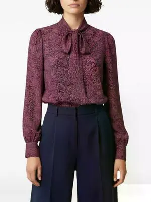 Saint Laurent 1970s Printed Lavalliere Blouse