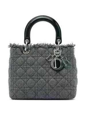 Dior 2011 Medium Tweed Cannage Lady Satchel - Grey