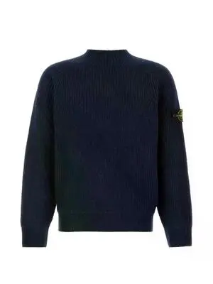 Stone Island Ribbed-knit Logo-patch Sweater - Blue
