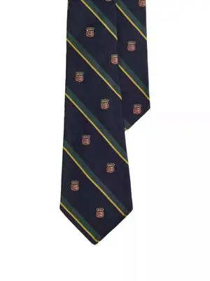 Polo Ralph Lauren Striped Embroidered Club Tie - Blue