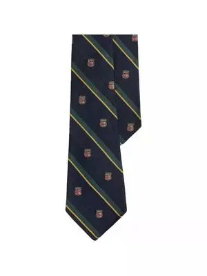 Polo Ralph Lauren Striped Embroidered Club Tie - Blue