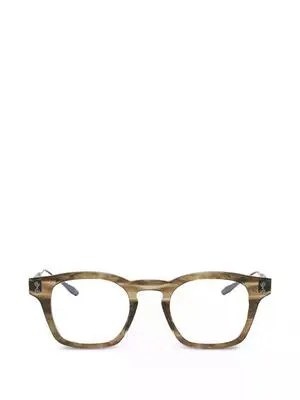 AKONI Wise Tortoiseshell-effect Squared-frame Eyeglasses - Green