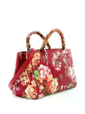 Gucci Bamboo Shopper Blooms Print Leather Medium Tote Bag