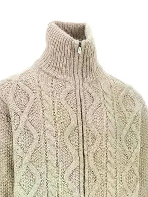 PIACENZA CASHMERE 1733 Cable-knit Zip-up Cardigan