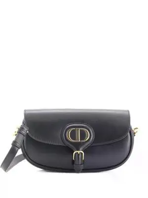 Dior Bobby Flap Bag Leather East West Crossbody Bag - Black