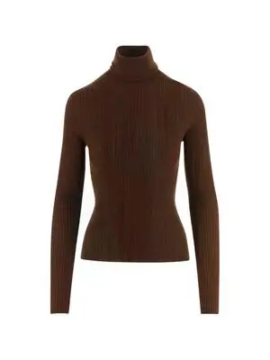 OLIVER LATTUGHI Ribbed-knit Roll-neck Sweater - Brown