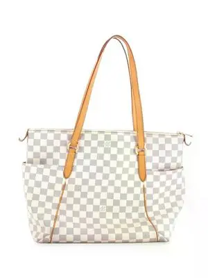 LOUIS VUITTON Damier Mm Tote Bag - White
