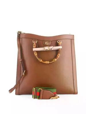 Gucci Diana Nm Bamboo Handle Leather Large Tote Bag - Brown
