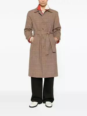 Drole De Monsieur Check-pattern Belted Coat
