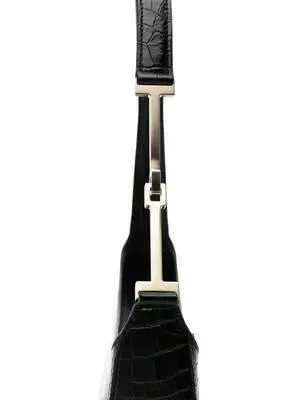 TOM FORD Crocodile-effect Leather Shoulder Bag - Black