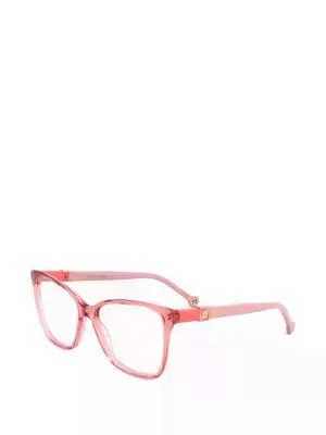 Carolina Herrera Logo Plaque Square Frame Eyeglasses - Pink