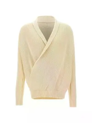 LANEUS Shawl-collar Wrap-design Sweater
