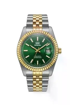 RICHELIEU SWISS Classic Fluted Bezel 41mm Watch - Green