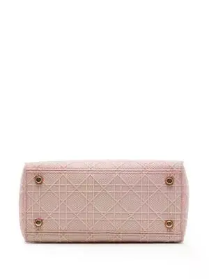 Dior 2020 Medium Embroidered Canvas Cannage Lady D Lite Satchel