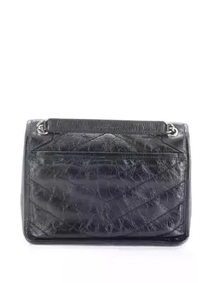 Saint Laurent Niki Chain Flap Bag Matelasse Chevron Leather Shoulder Bag - Black