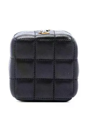Saint Laurent 2023 Mini Lambskin Cassandre Cube On Chain Vanity Bag