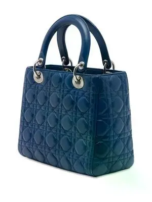 Dior 2012 Medium Lambskin Cannage Lady Satchel - Blue