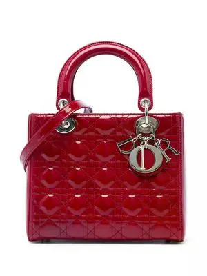 Dior 2014 Medium Patent Cannage Lady Satchel - Red