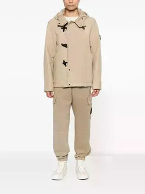 Stone Island Hooded Jacket With Toggle Fastening - Neutrals